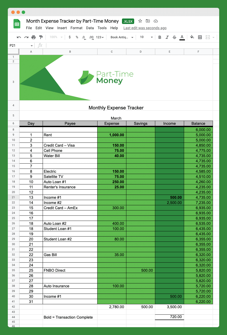 Expense Manager Excel Template
